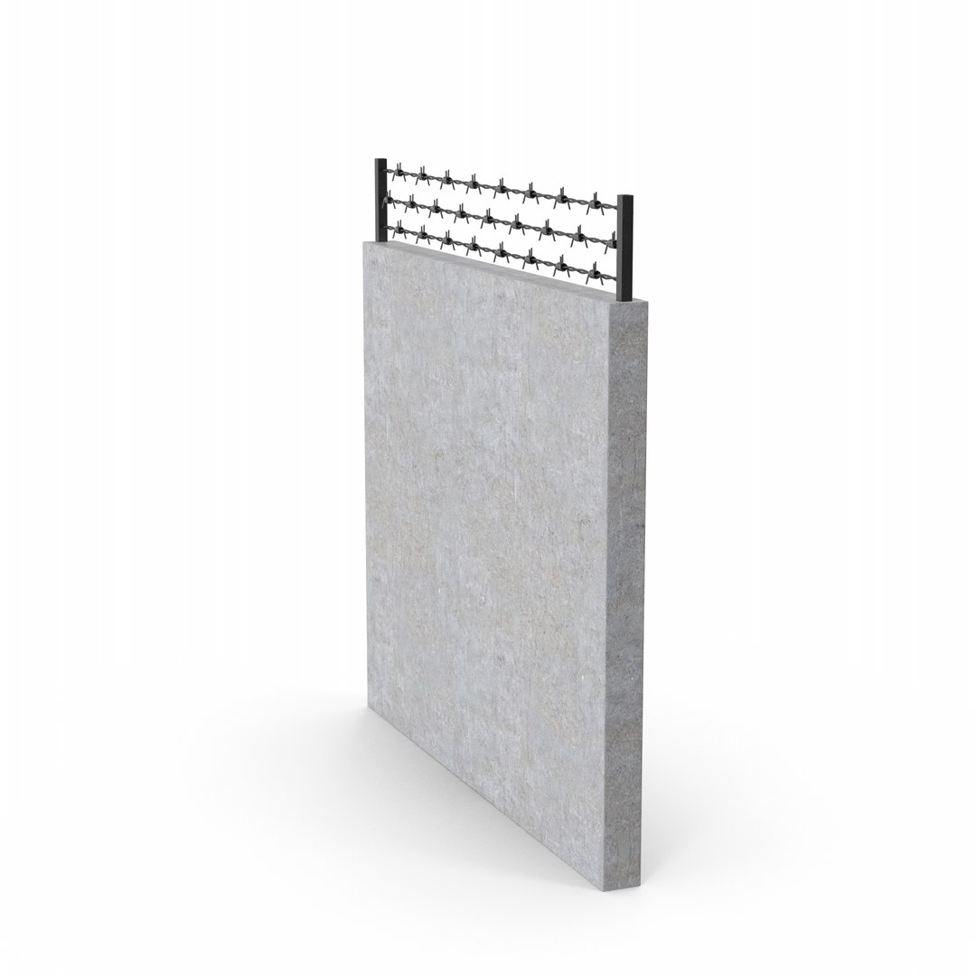 3D Concrete Wall With Barbed Wire - TurboSquid 2265695