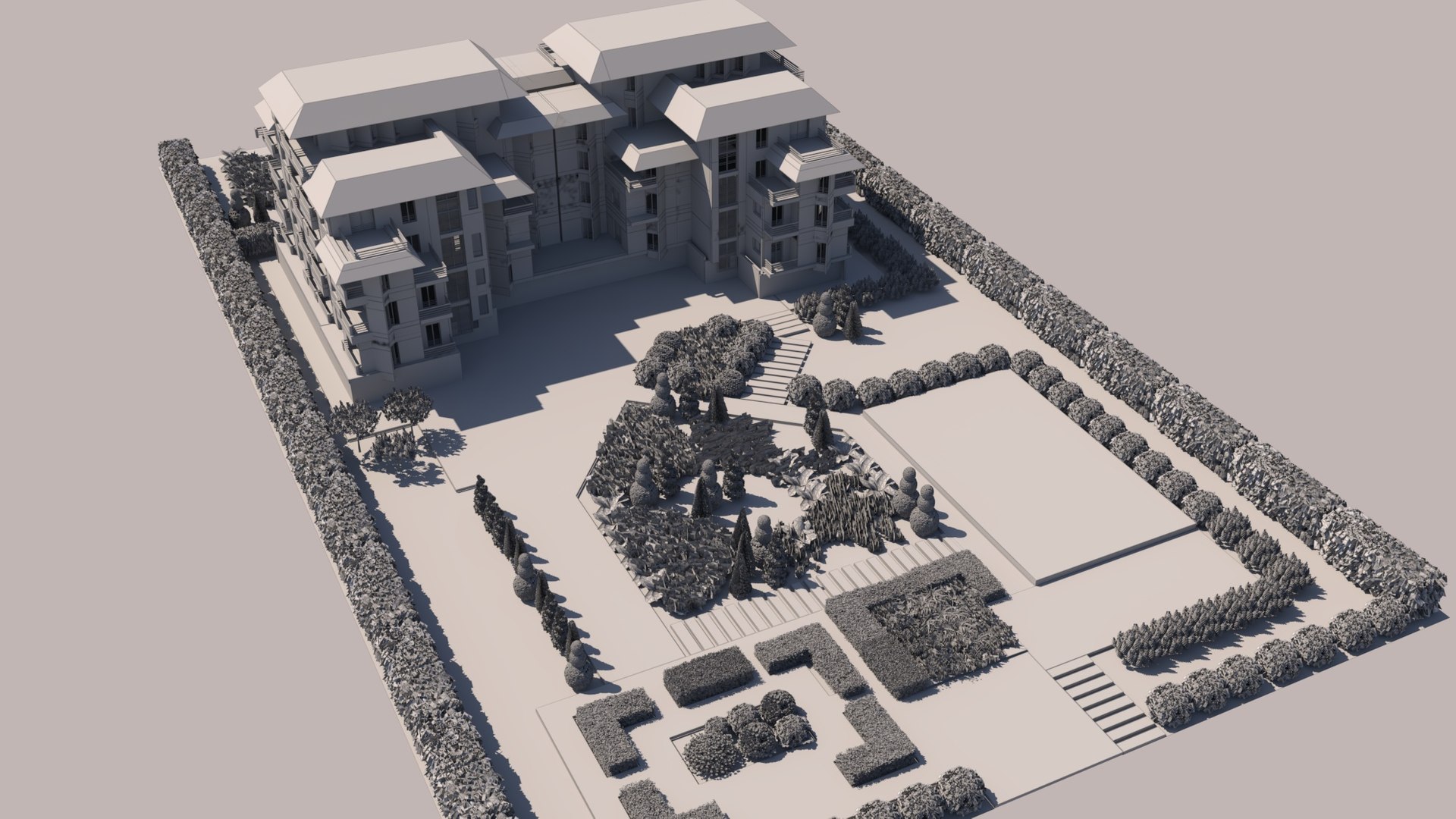 Residential Estate With Lush Garden Environment Model - TurboSquid 2411327