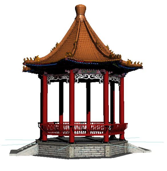 3d model chinese octagonal pavilion
