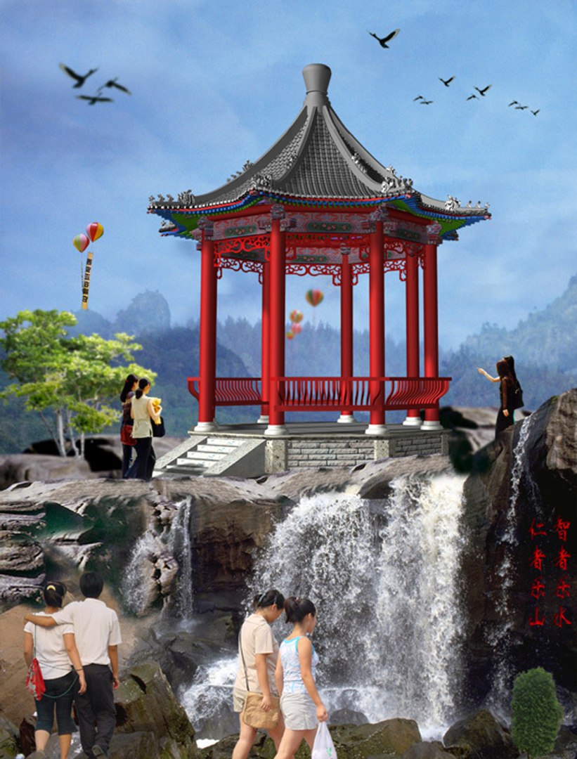 3d Model Chinese Octagonal Pavilion
