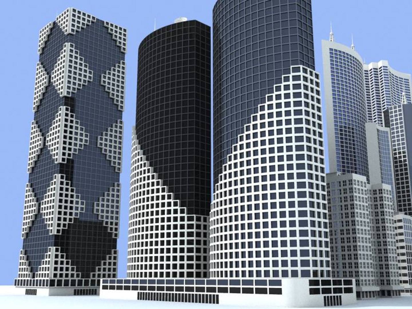 3d 30 Buildings Skyscrapers Structures Model