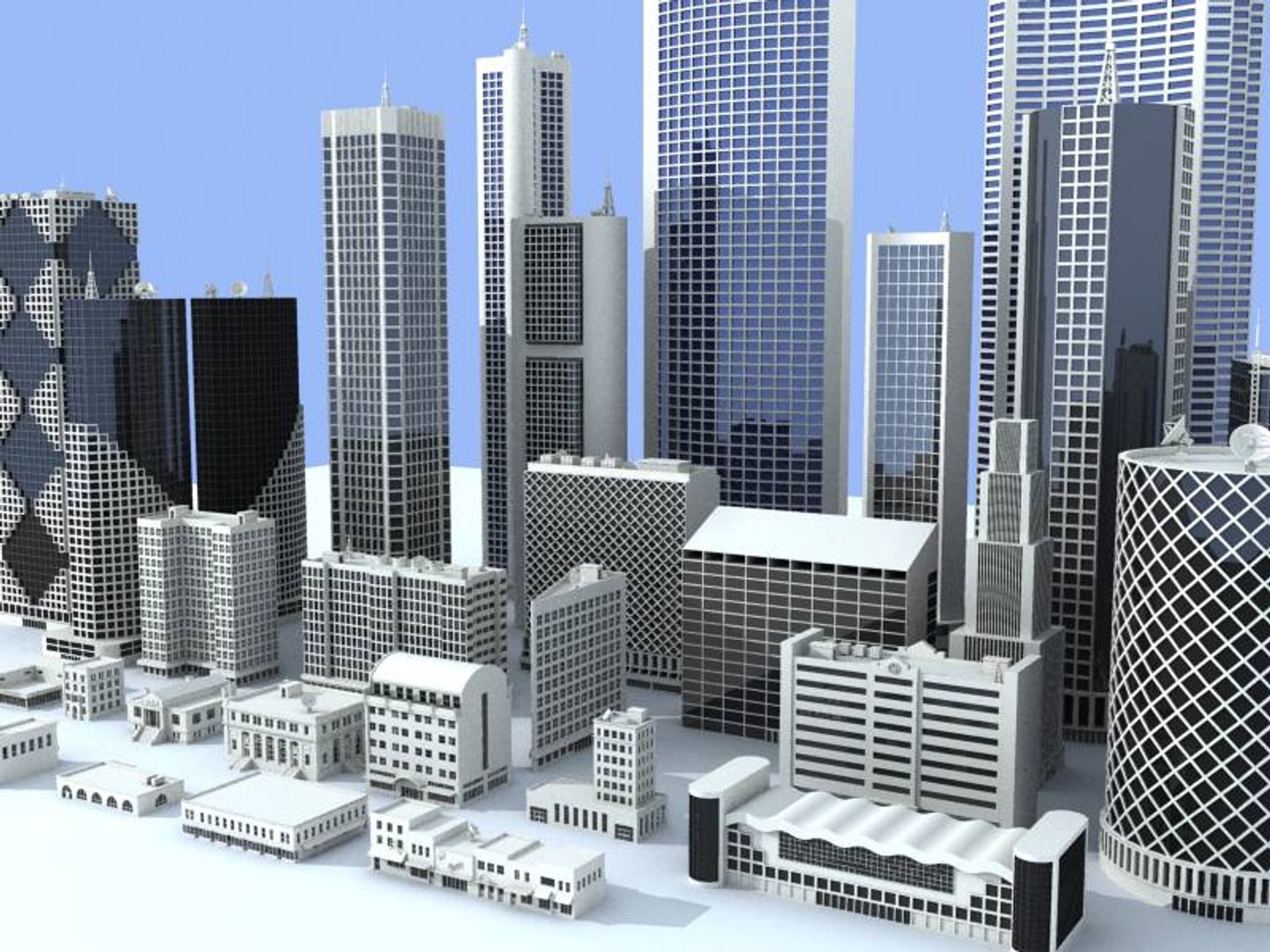3d 30 Buildings Skyscrapers Structures Model