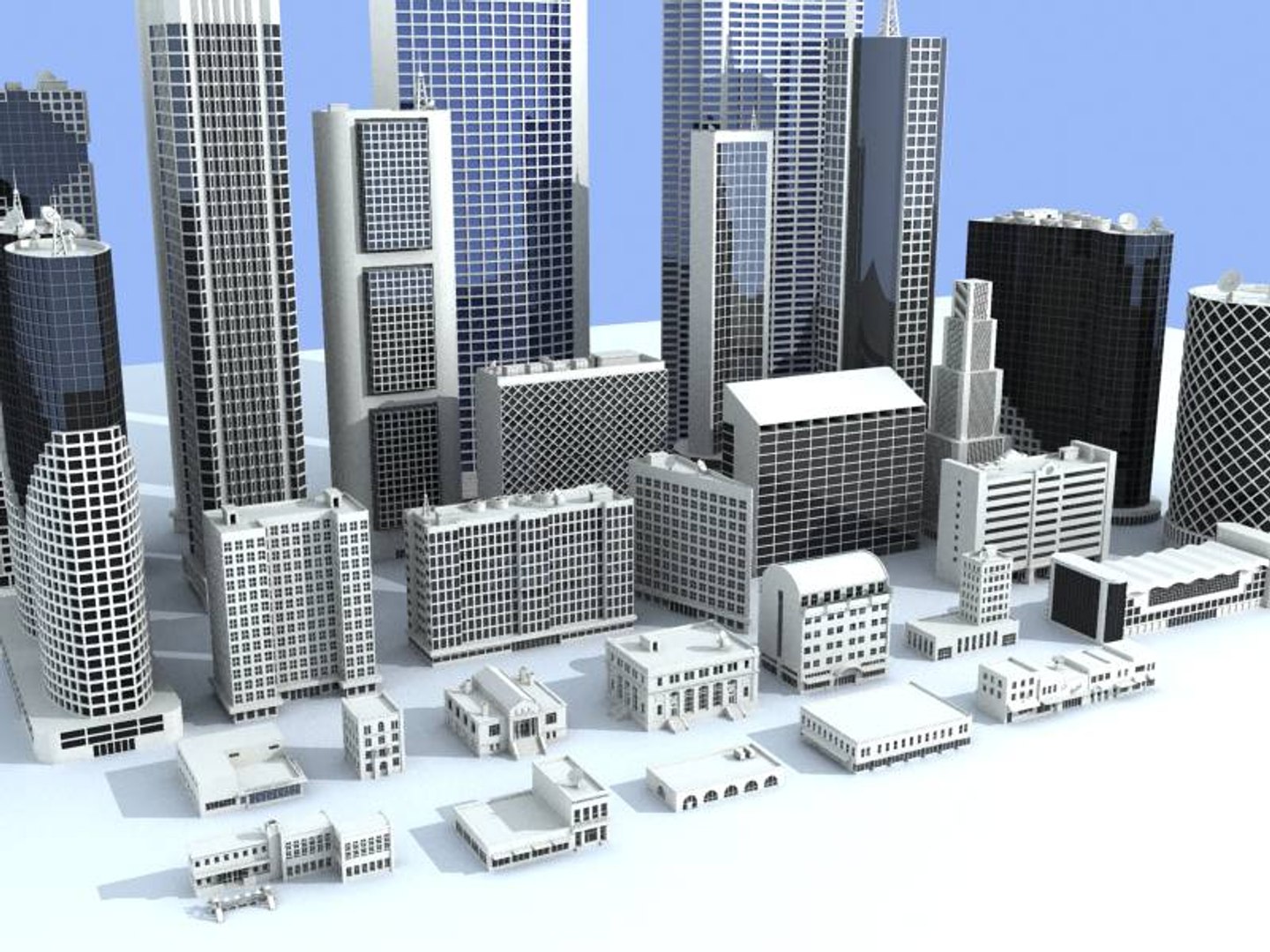 3d 30 Buildings Skyscrapers Structures Model