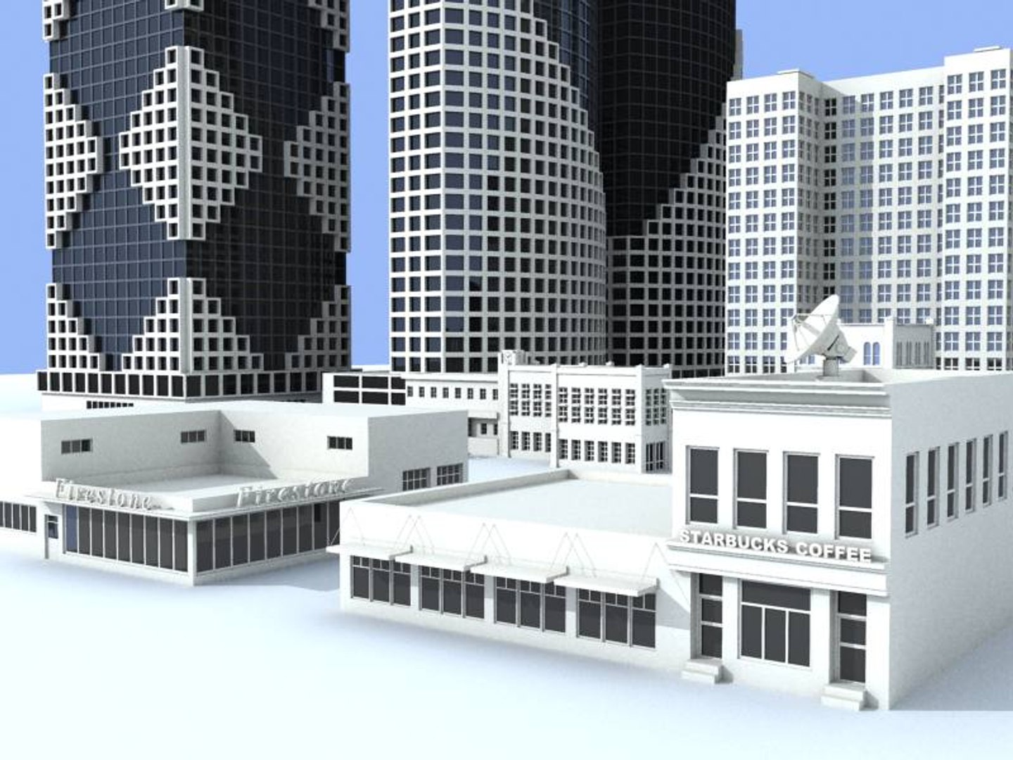 3d 30 Buildings Skyscrapers Structures Model
