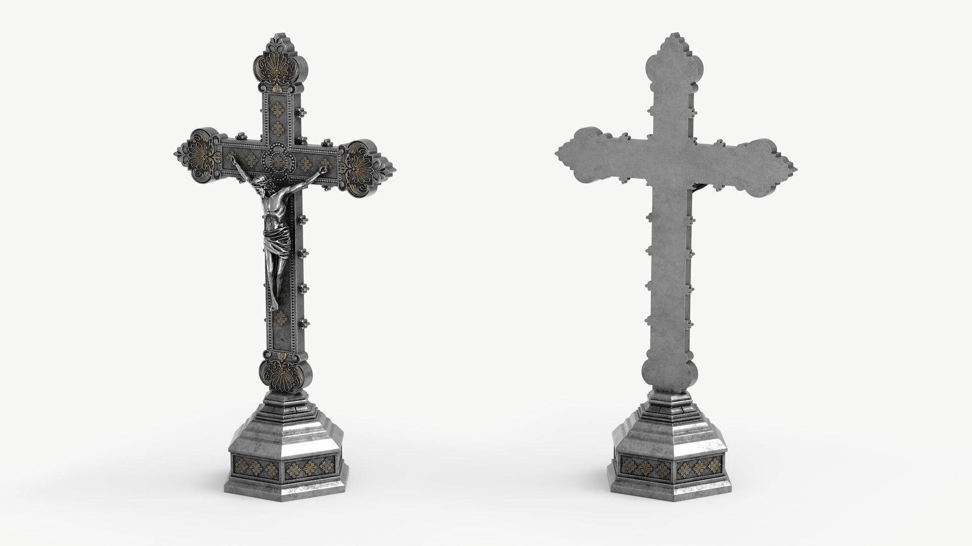 3D Model Decorative Tabletop Crucifix With Jesus Christ Silver ...