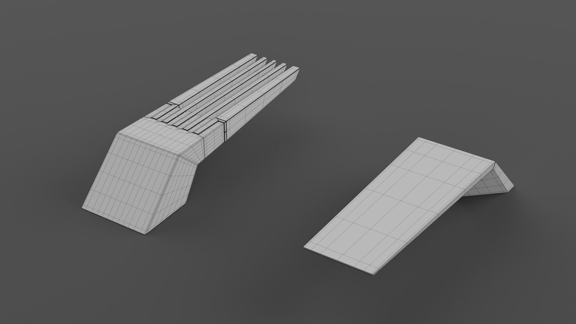 PARK MODERN BENCH WING WOOD AND CONCRETE model - TurboSquid 1844352
