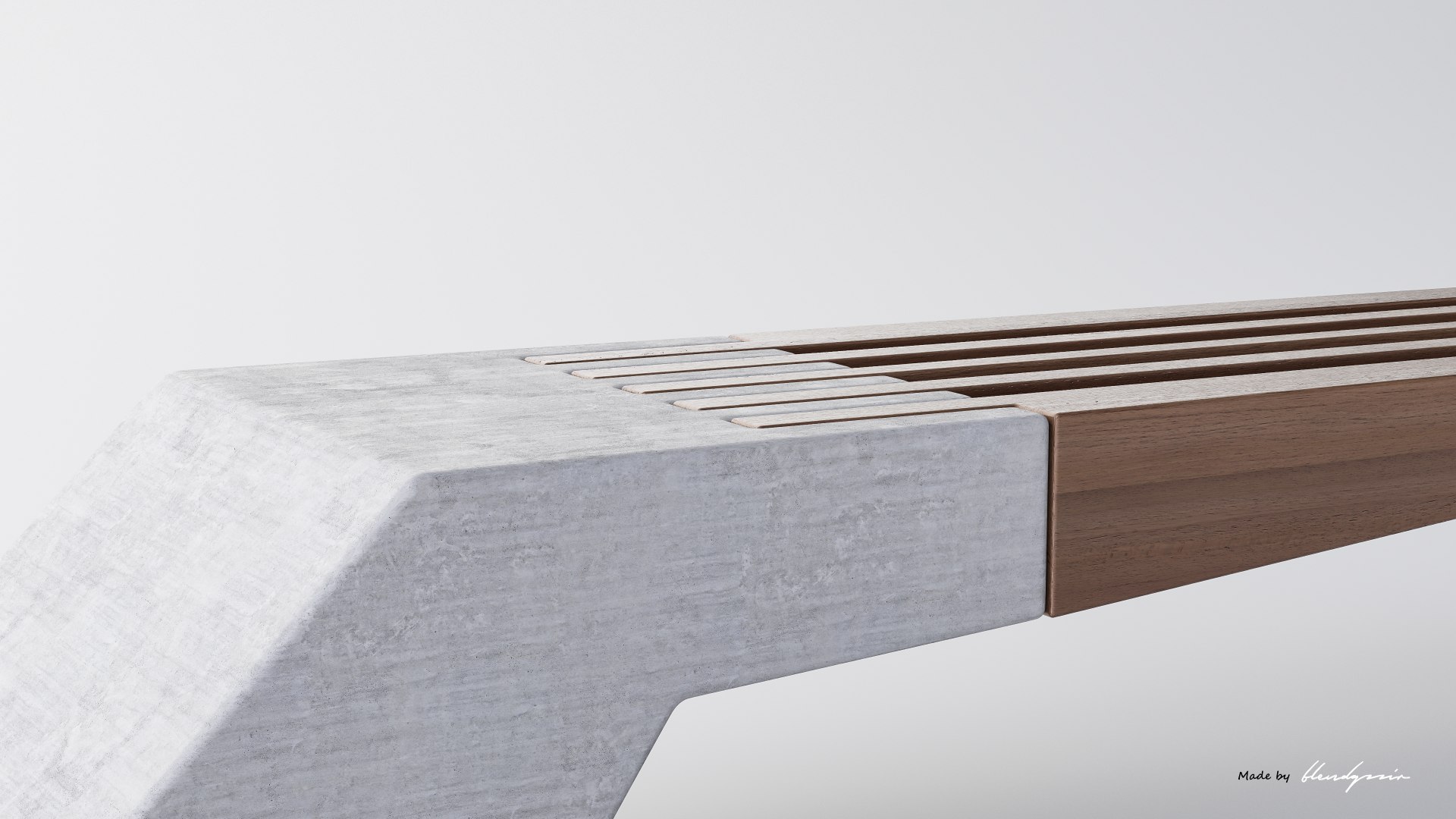 PARK MODERN BENCH WING WOOD AND CONCRETE model - TurboSquid 1844352