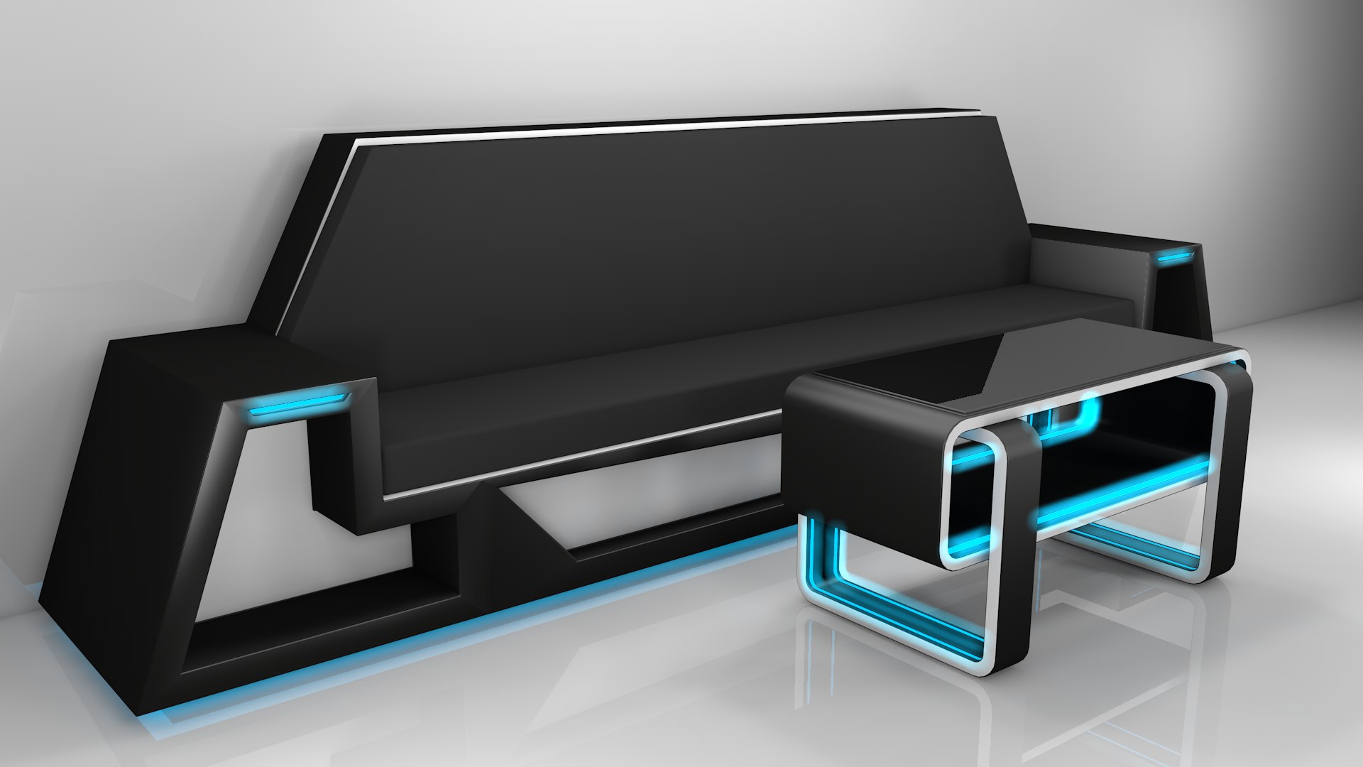 3D Sci Fi Sofa And Table - TurboSquid 2251276