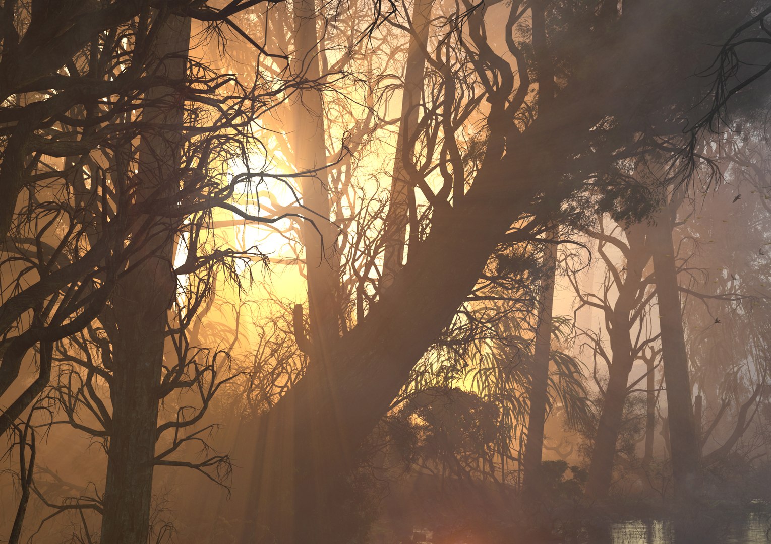 3D Fantasy Sunset Swamp Environment Model - TurboSquid 2023980