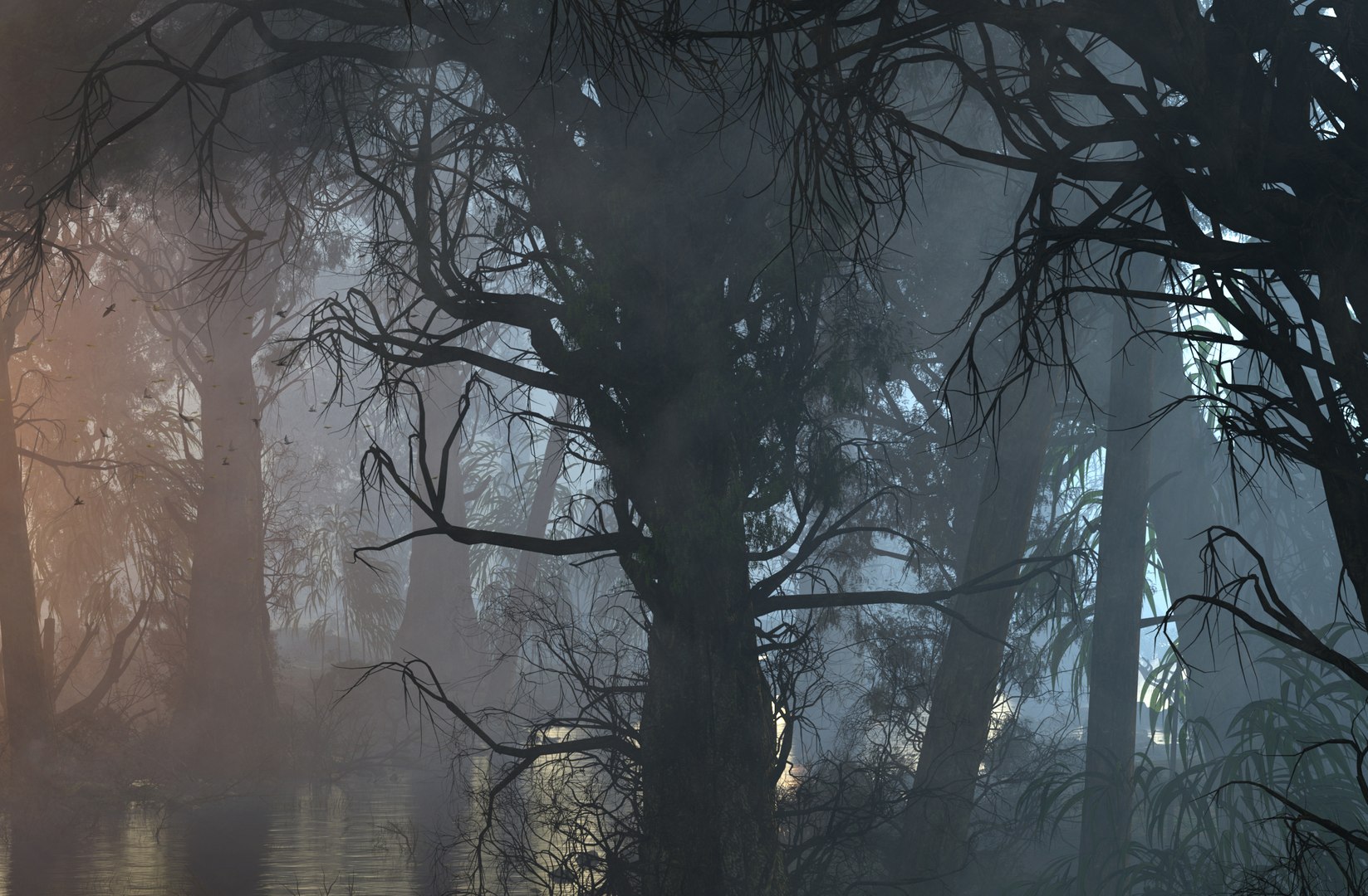 3D Fantasy Sunset Swamp Environment Model - TurboSquid 2023980