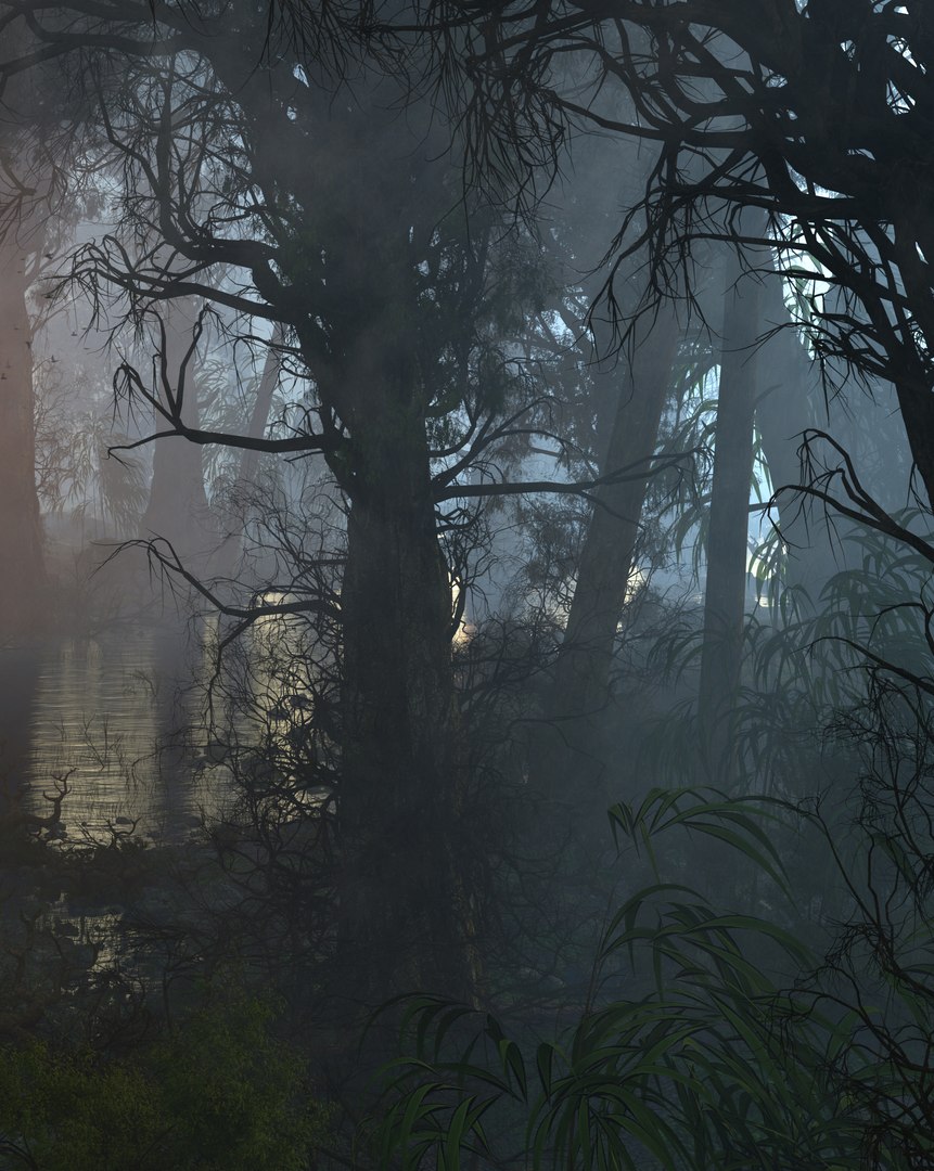 3D Fantasy Sunset Swamp Environment Model - TurboSquid 2023980