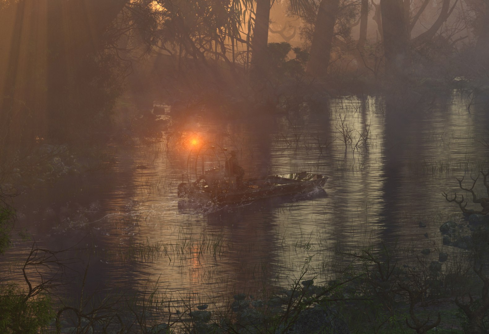 3D Fantasy Sunset Swamp Environment Model - TurboSquid 2023980