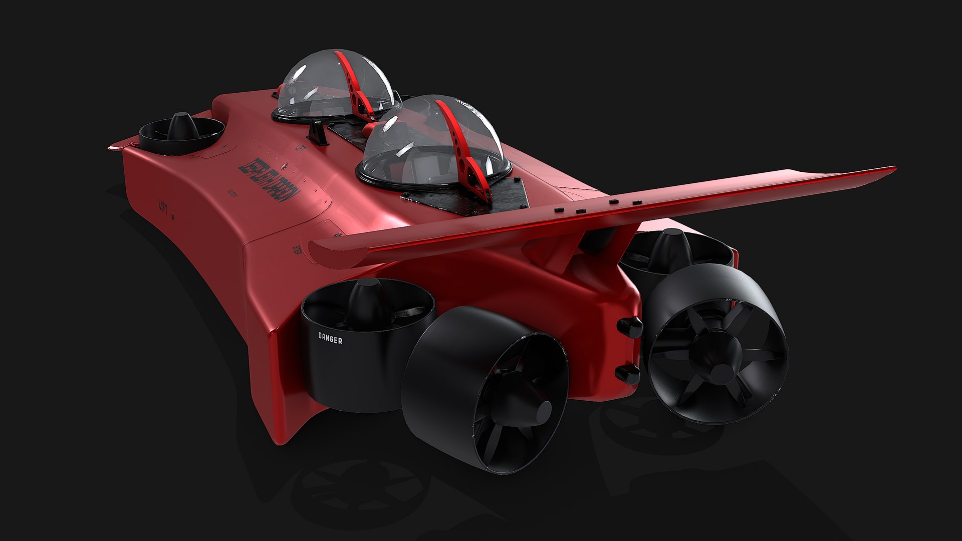 3D Model Red DeepFlight Dragon Submarine - TurboSquid 2136364