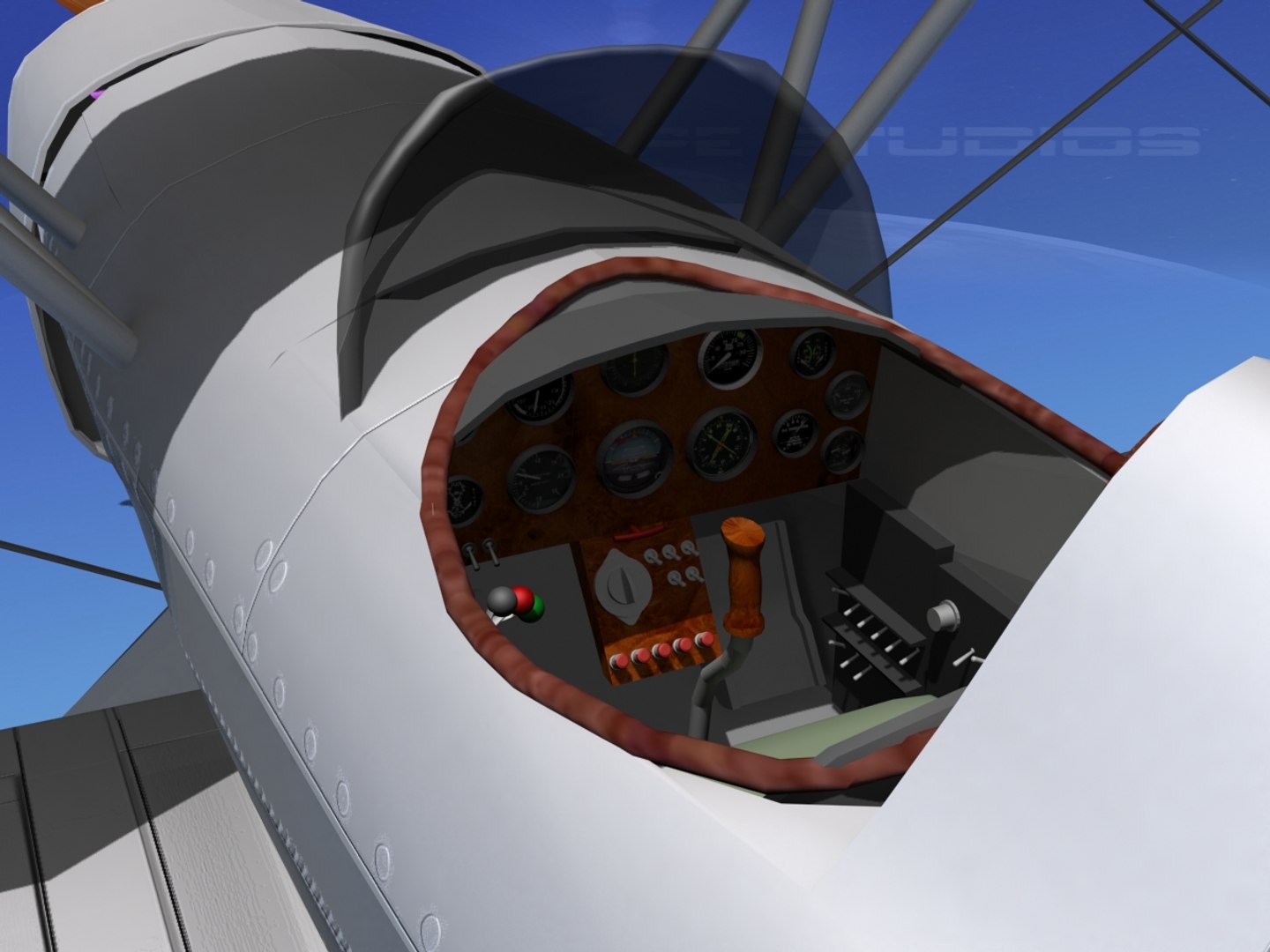 Propeller Acro Sport Biplane 3d Model