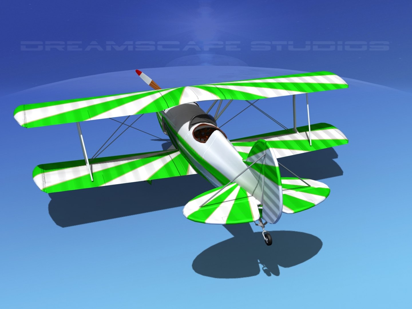 Propeller Acro Sport Biplane 3d Model