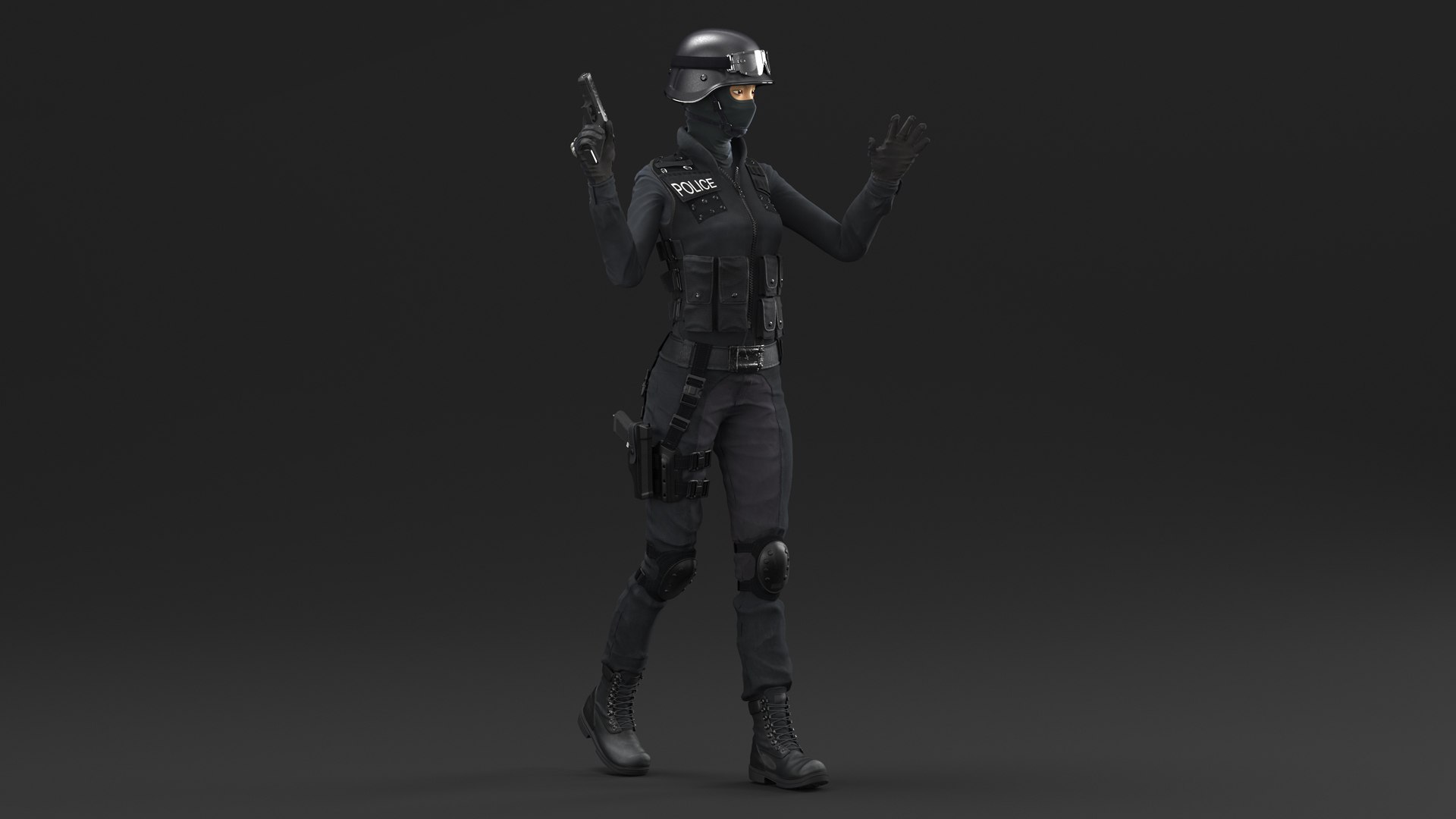 3D Female Military Swat Asian Rigged - TurboSquid 2287193