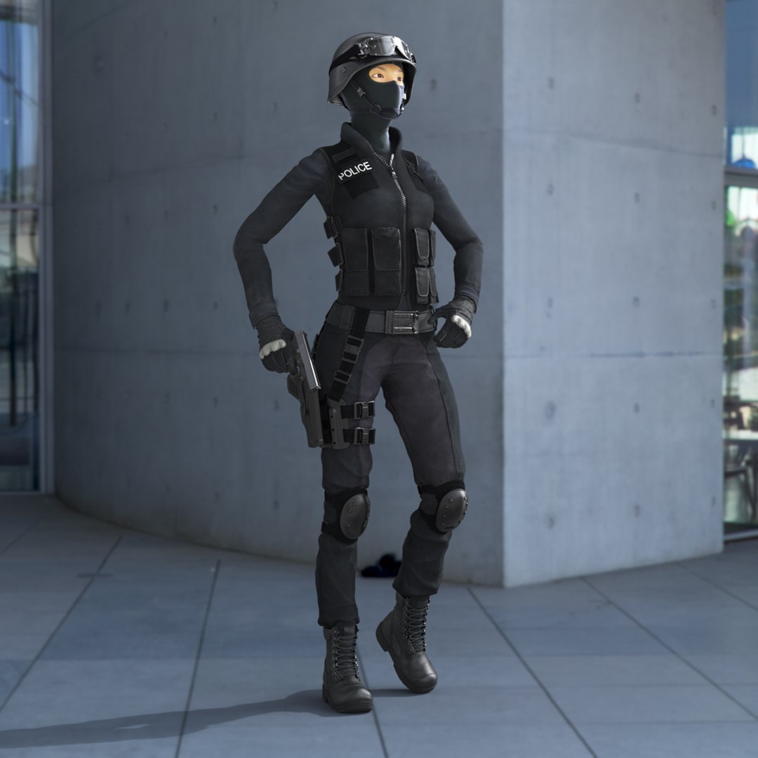 3D Female Military Swat Asian Rigged - TurboSquid 2287193