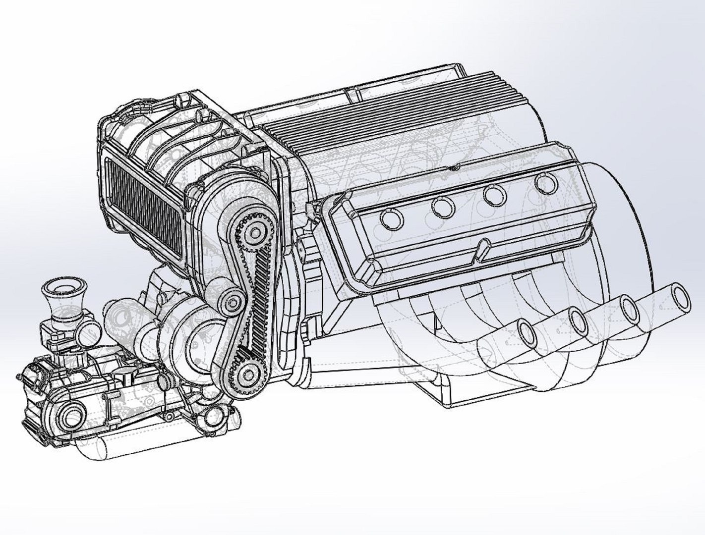 3D Diecast Engine V8 For Vintage Dragster Version 2 Scale 1 To 25 ...