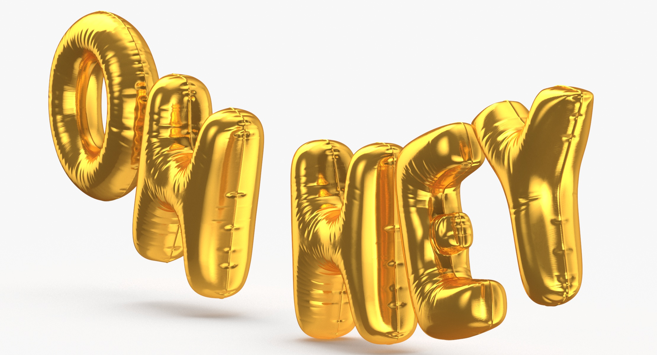 Foil Baloon Words oh hey Gold 3D model - TurboSquid 1740148