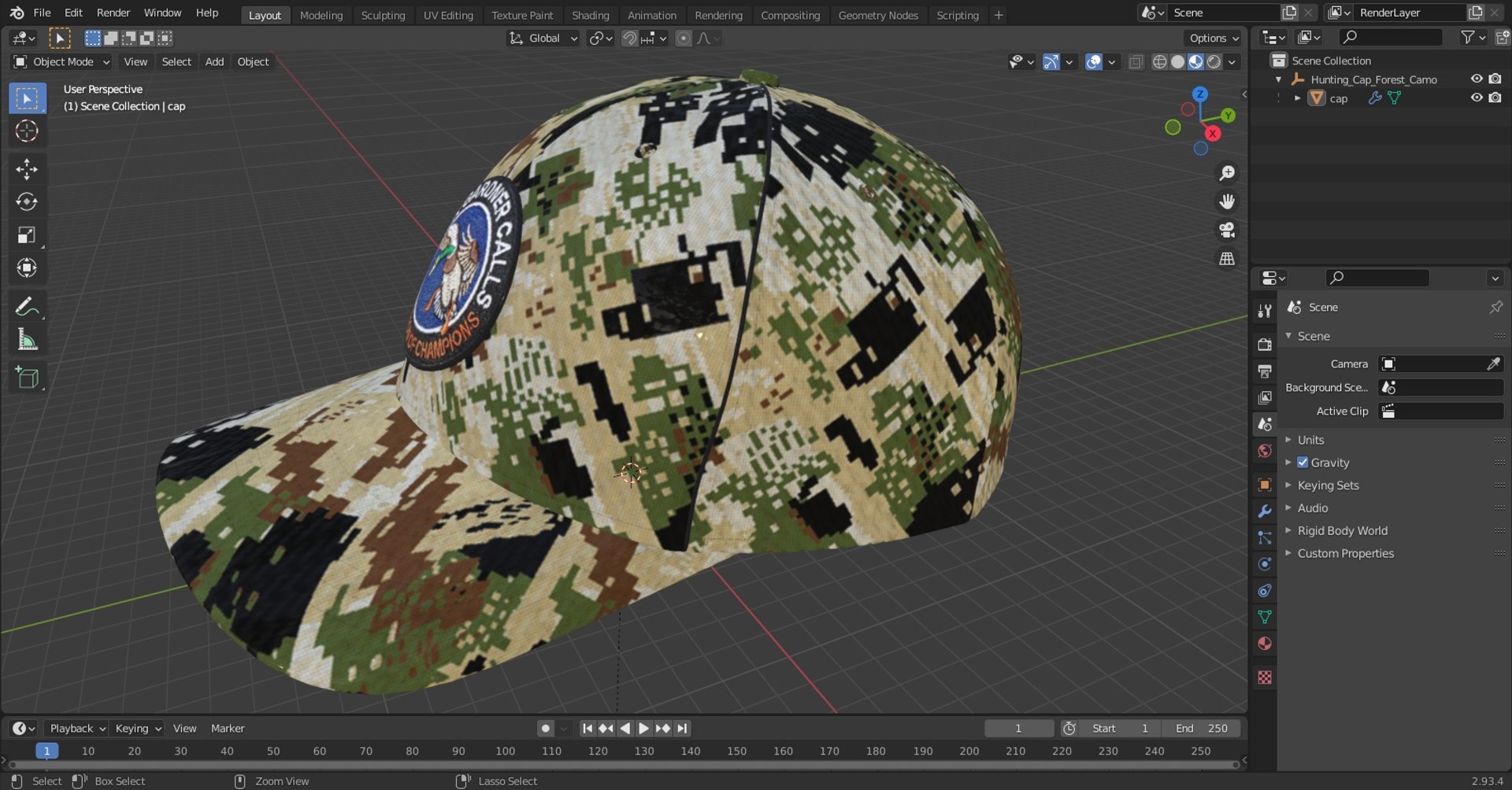 3D model Hunting Cap Forest Camo - TurboSquid 1958291