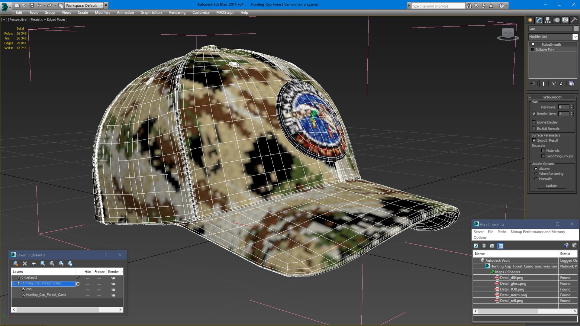 3D model Hunting Cap Forest Camo - TurboSquid 1958291
