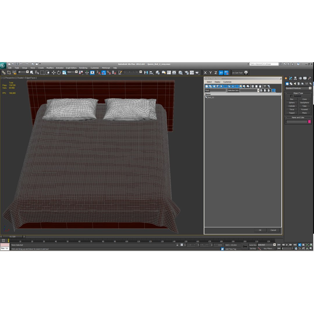 Queen Bed 2 3d Model