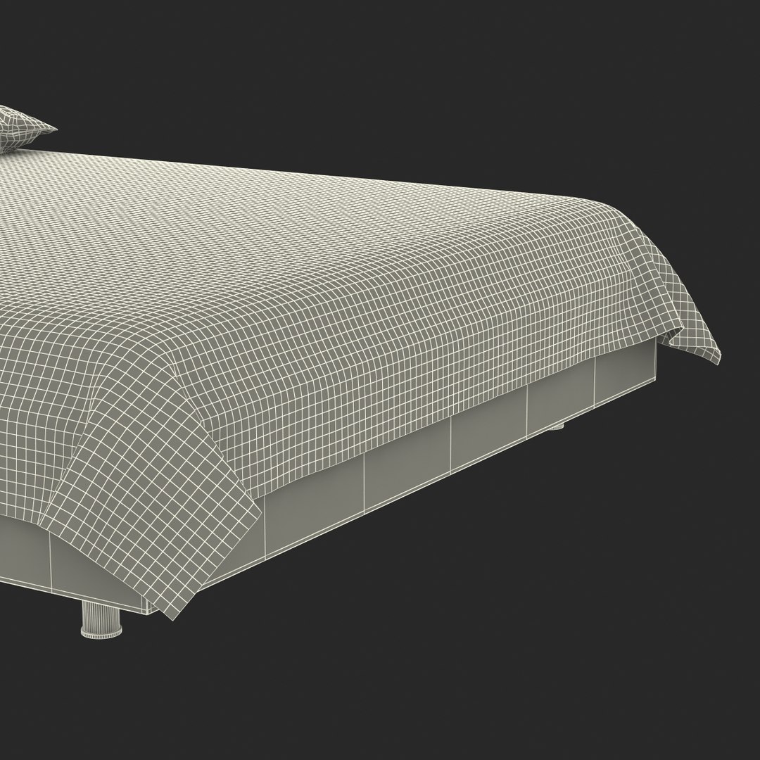 queen bed 2 3d model