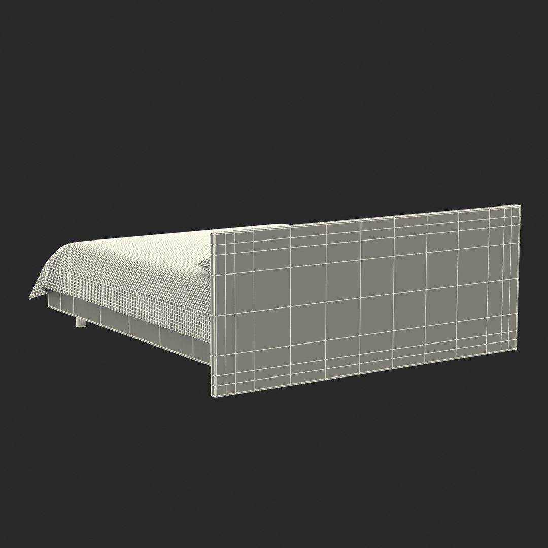 queen bed 2 3d model