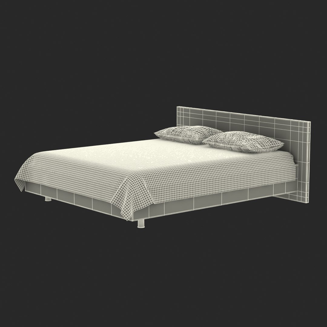 Queen Bed 2 3d Model