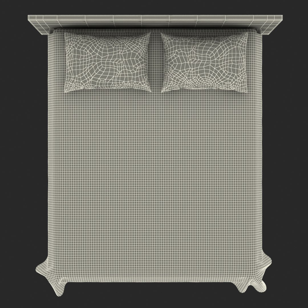 queen bed 2 3d model