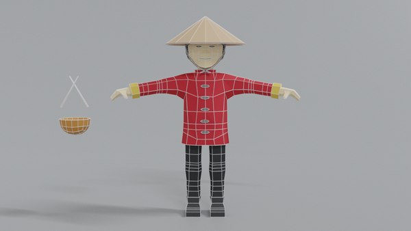 modelo 3d Hombre chino de dibujos animados de Low Poly - TurboSquid 1582282