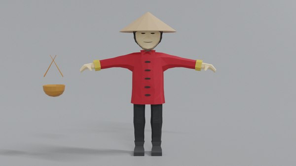 modelo 3d Hombre chino de dibujos animados de Low Poly - TurboSquid 1582282
