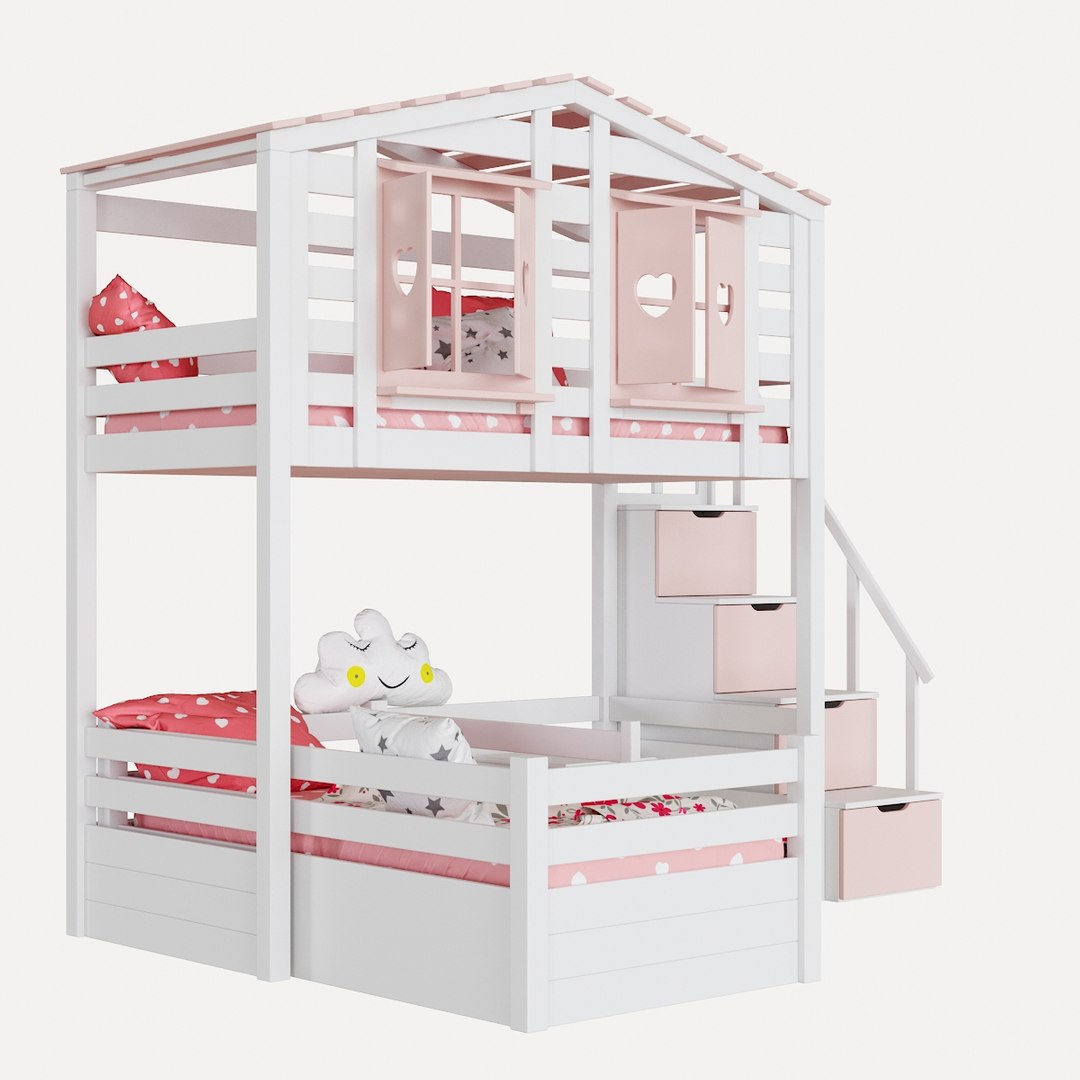 3D Model Children S 2-level Bed - TurboSquid 1499081