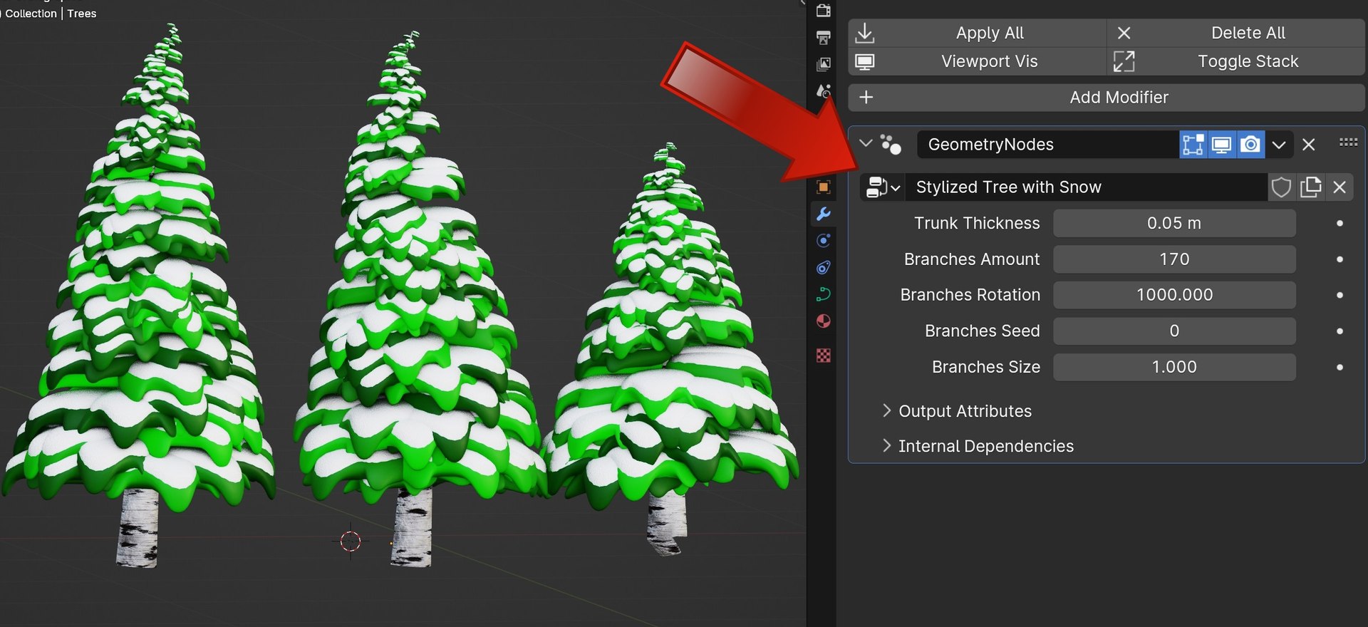 3D Stylized Trees With Snow - Geometry Nodes - TurboSquid 2178014