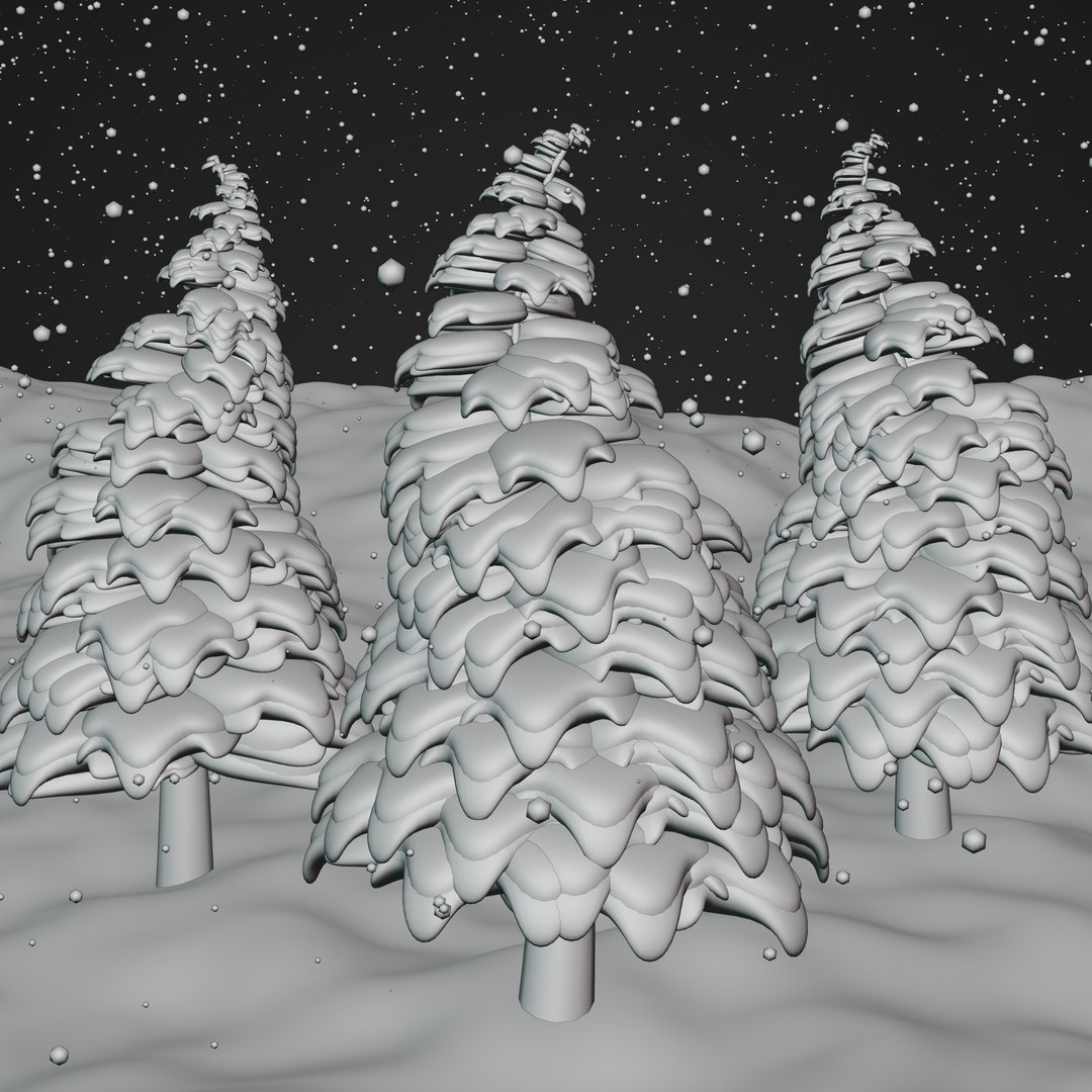 3D Stylized Trees With Snow - Geometry Nodes - TurboSquid 2178014