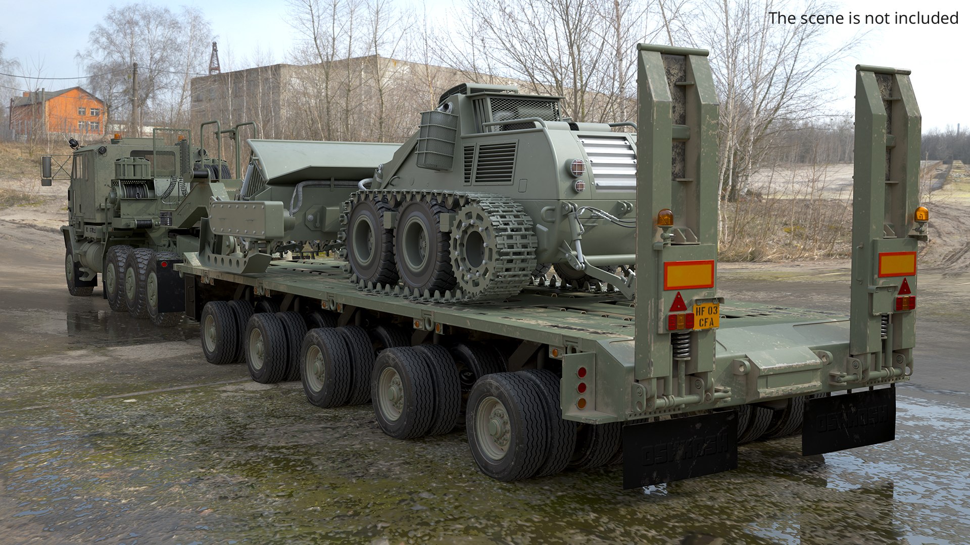Heavy-Duty Military Truck With Demining Robot Cargo Military Green 3D ...