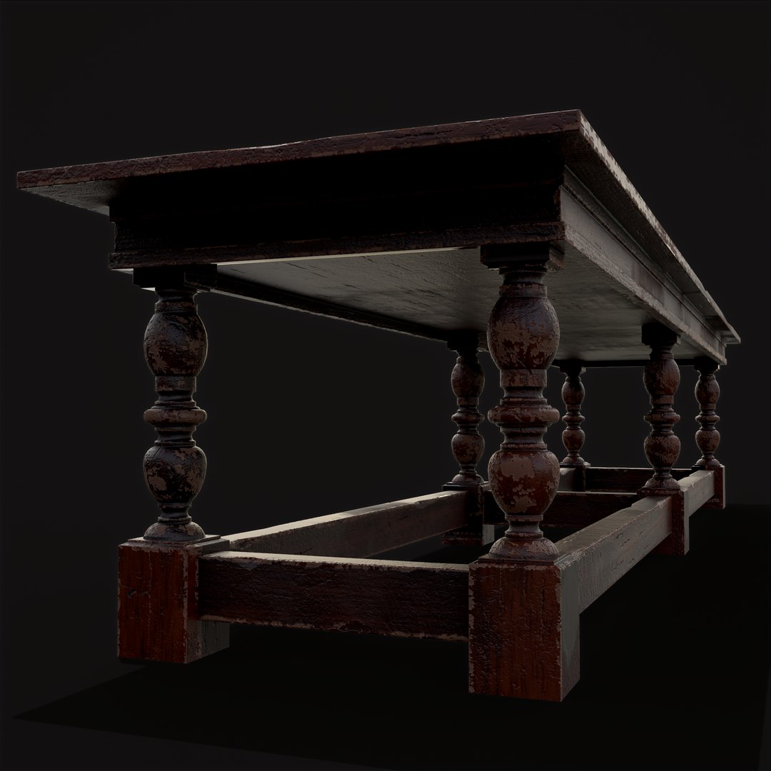 3D Medieval Elegant Long Dining Table Model - TurboSquid 1930284