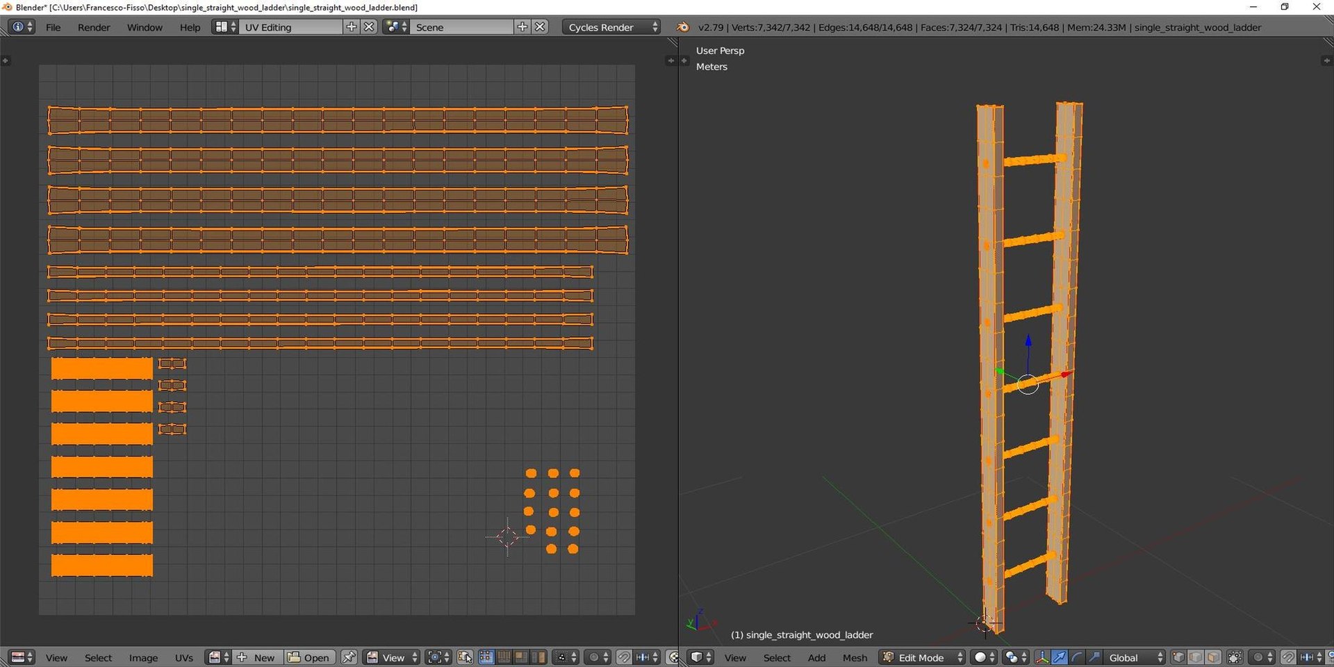 3D Model Single Straight Wood Ladder - TurboSquid 1416525