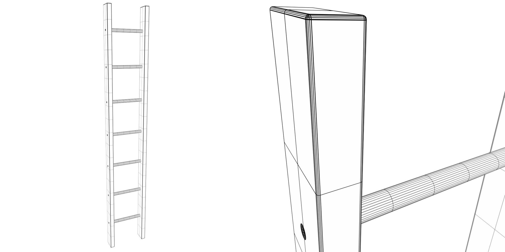 3D Model Single Straight Wood Ladder - TurboSquid 1416525