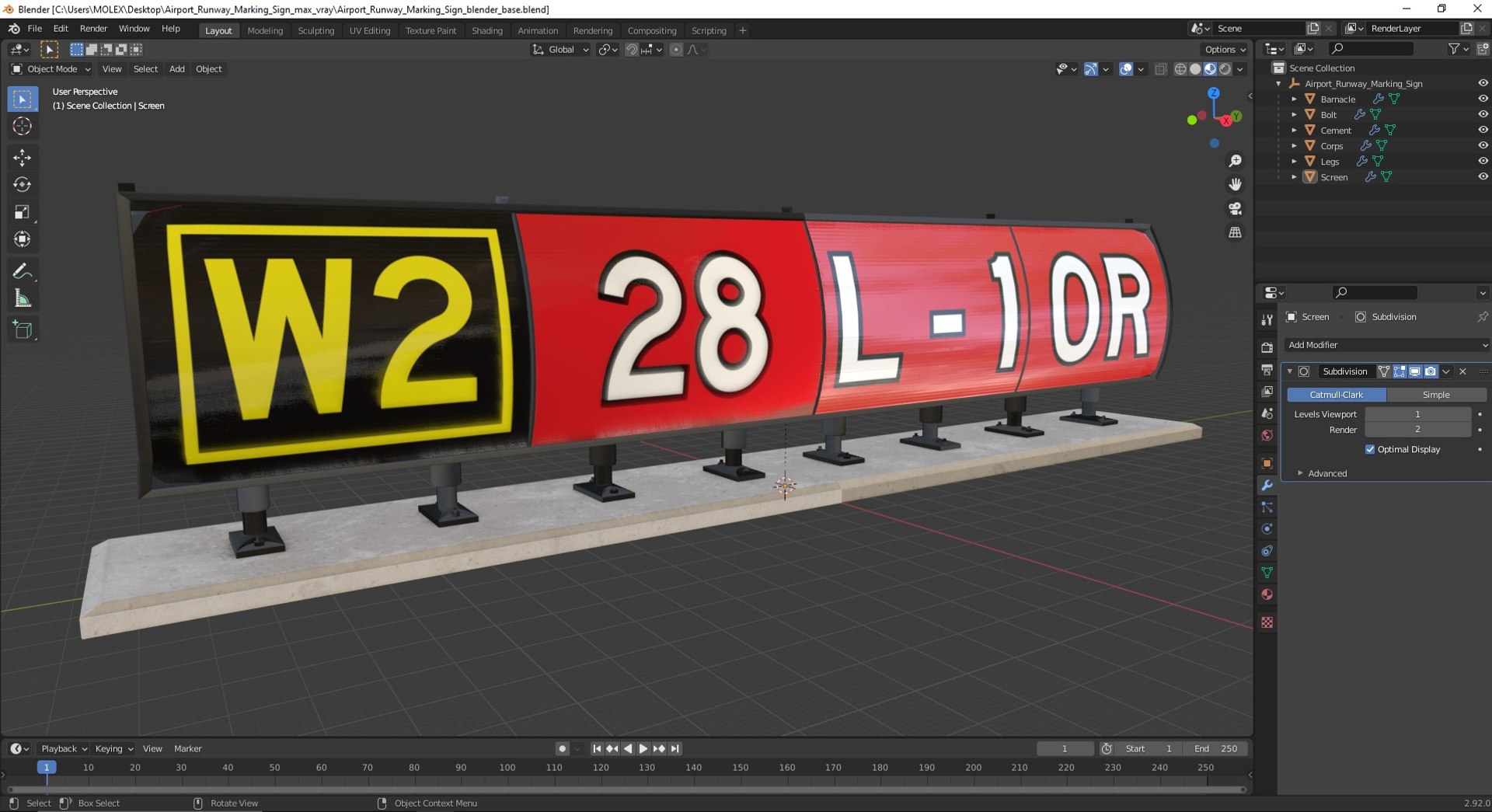 3D Airport Runway Marking Sign - TurboSquid 2058038