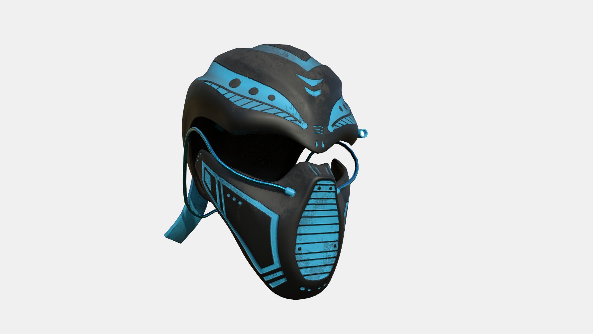 3D SciFi Ninja Mask A10 Black Blue - Character Design Fashion Model ...