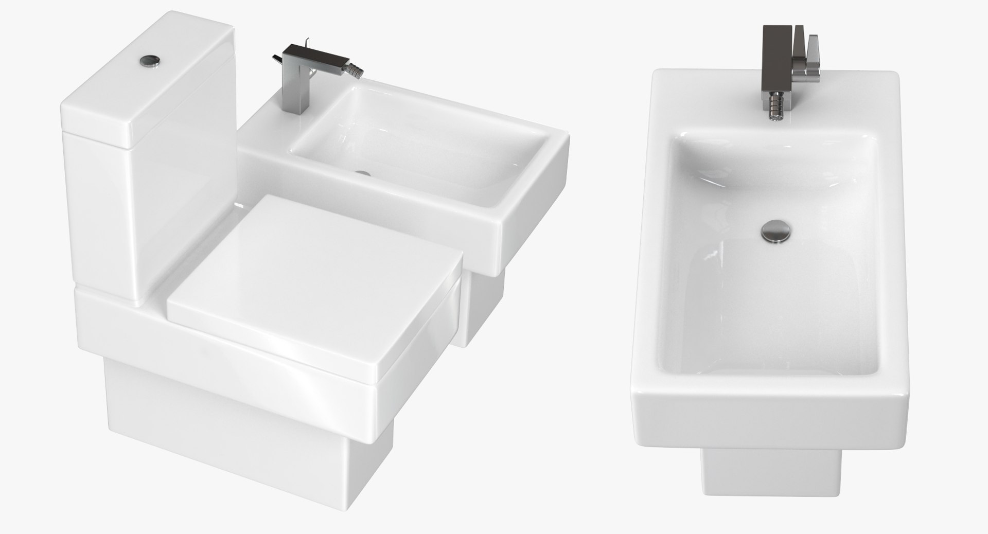 3D Modern Bathroom Toilet Bidet Model - TurboSquid 1215678