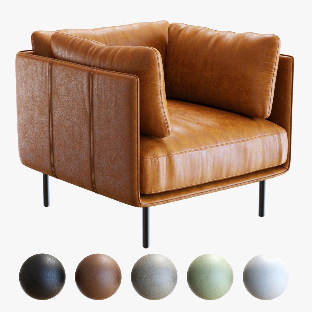 3D Model Crate And Barrel Wells Armchair - TurboSquid 2027019