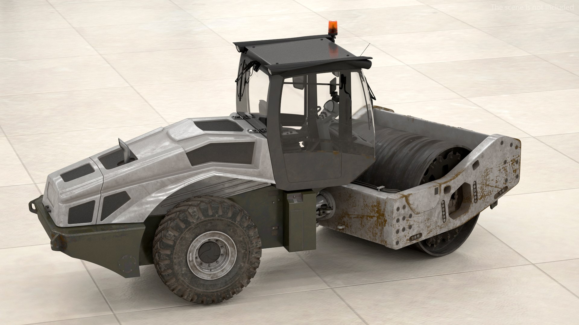 Heavy Duty Single Drum Compactor Dirty Rigged for Cinema 4D model ...