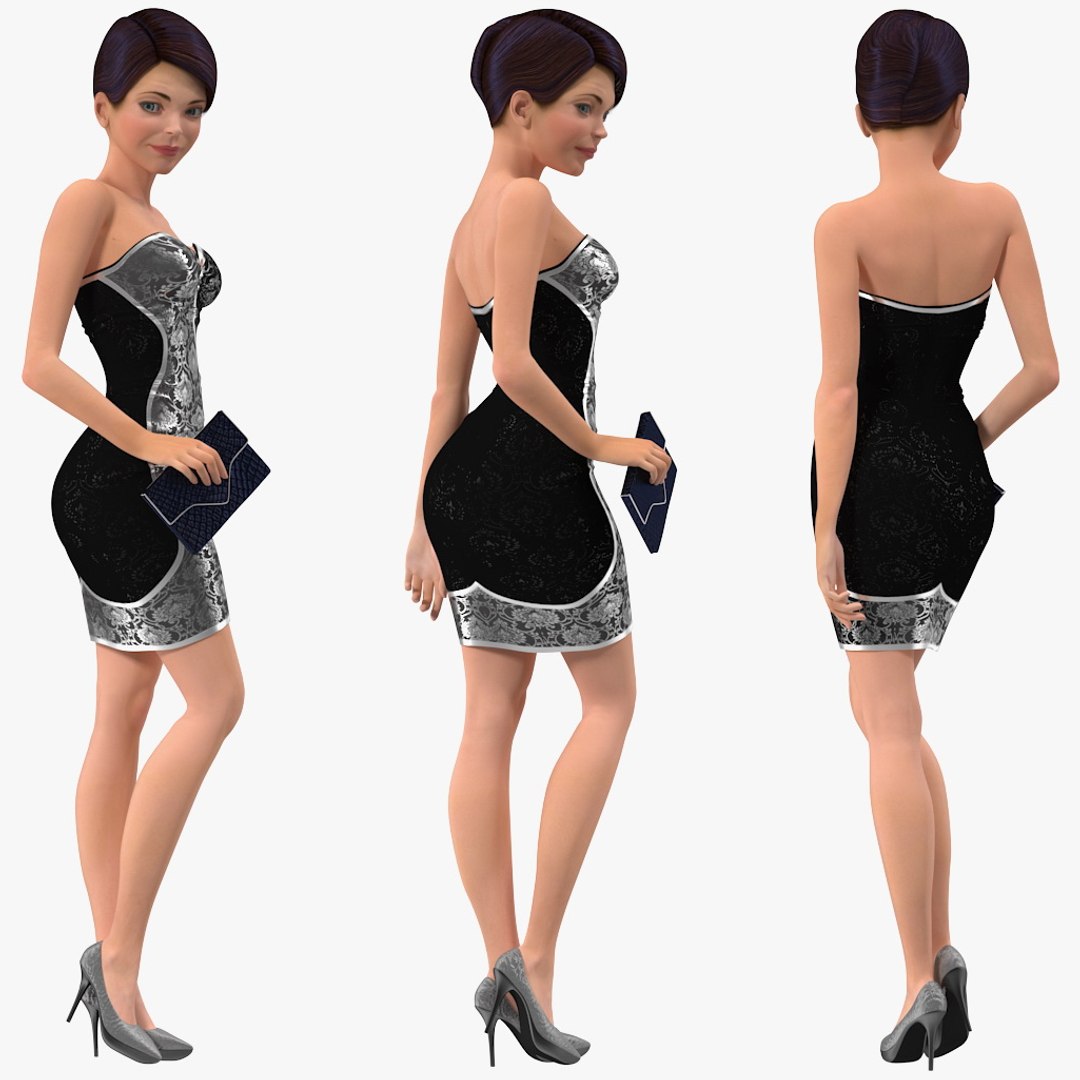 3D Cartoon Young Girl Party Model - TurboSquid 1486642