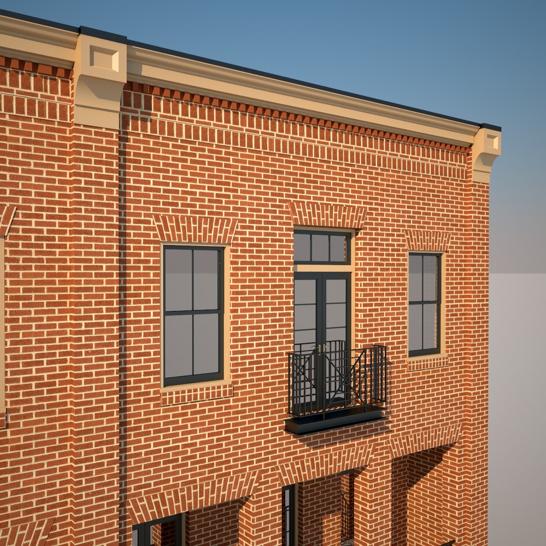 3d 3 Brick Building Model