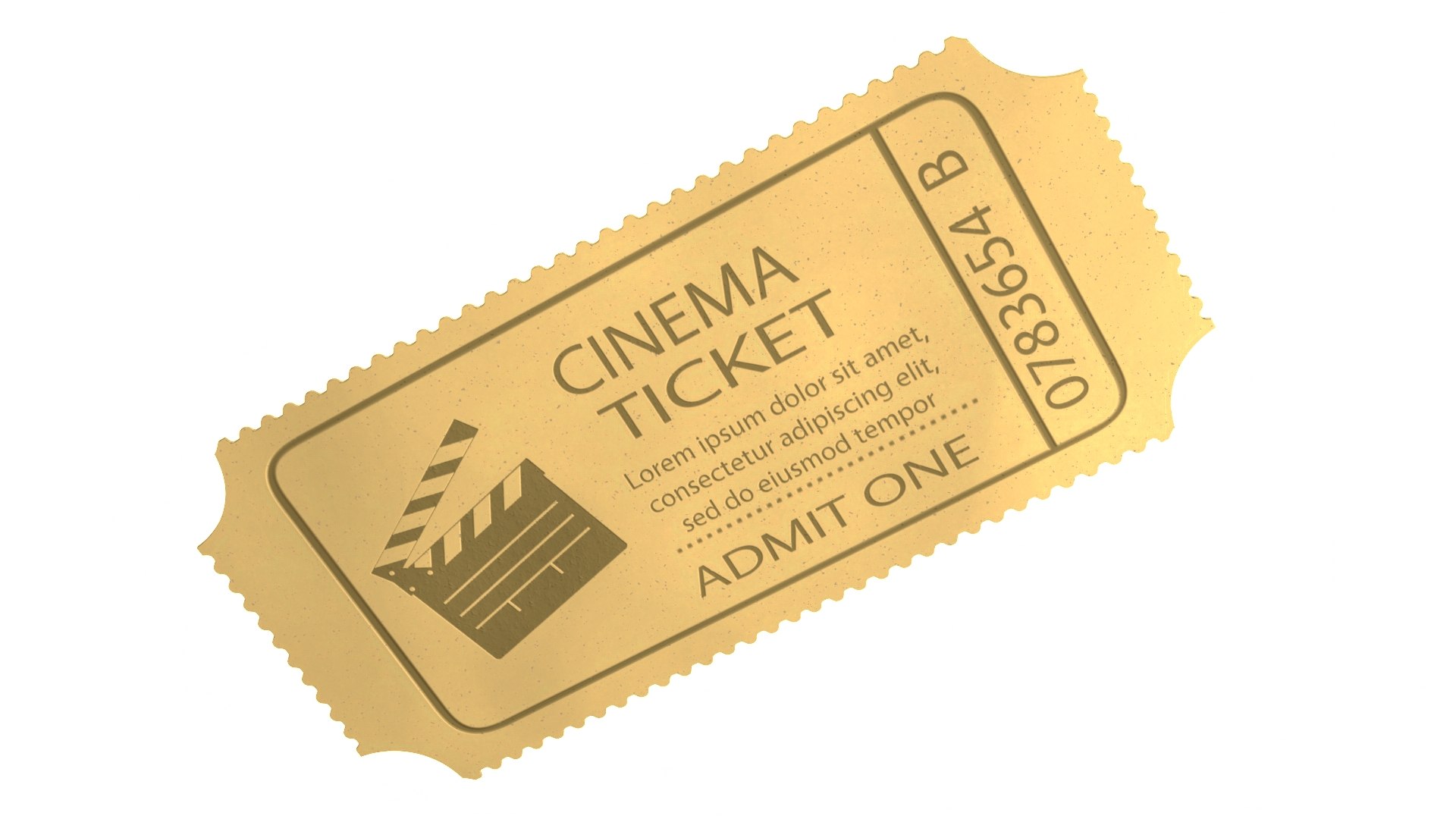 3D Cinema Golden Ticket - TurboSquid 2238378