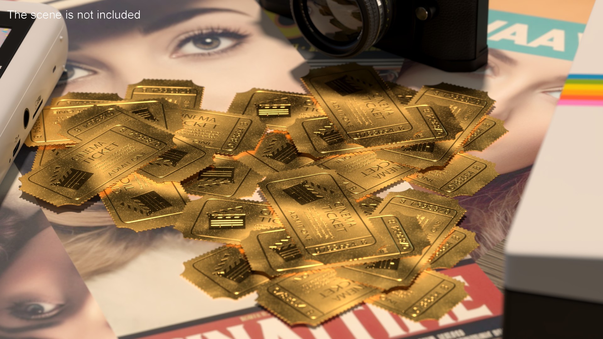 3D Cinema Golden Ticket - TurboSquid 2238378