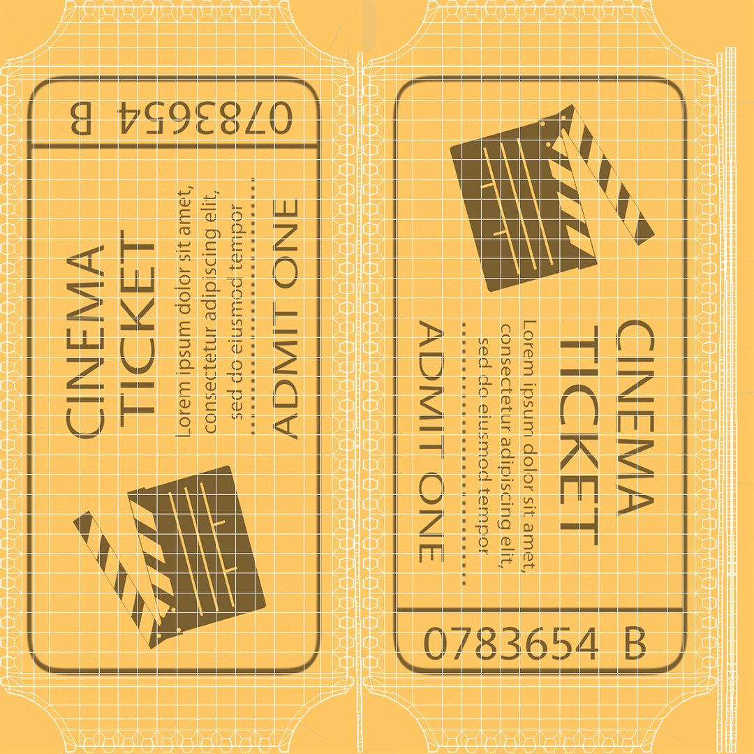 3D Cinema Golden Ticket - TurboSquid 2238378