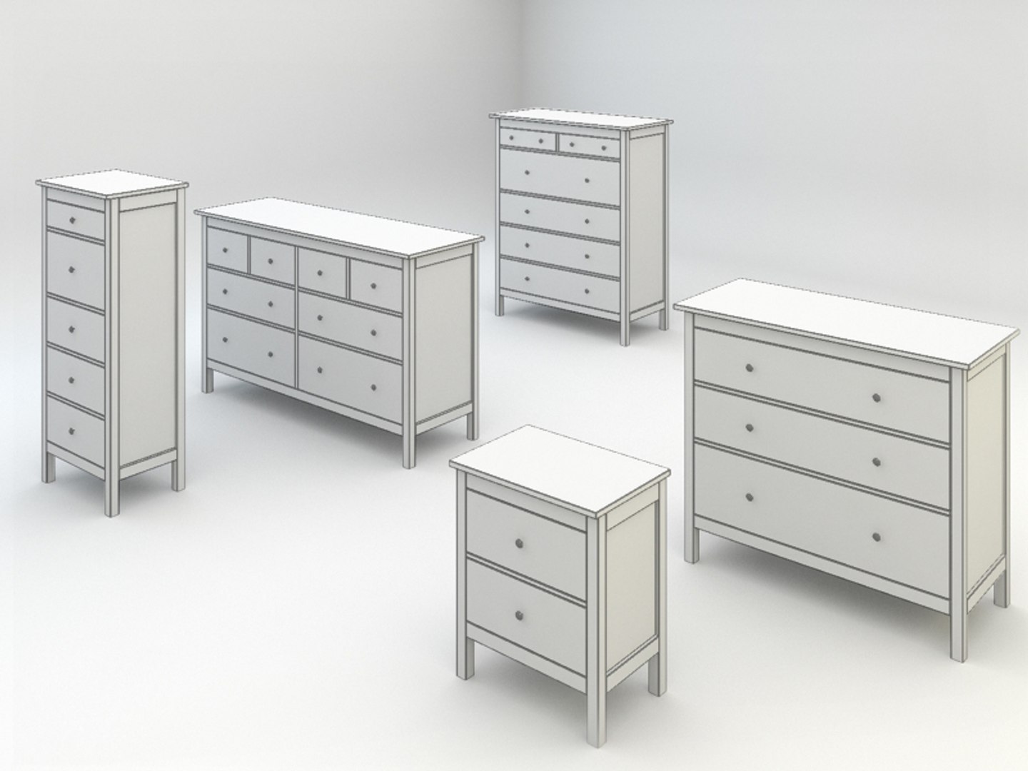 Hemnes Bedroom Drawers Chests 3d Model